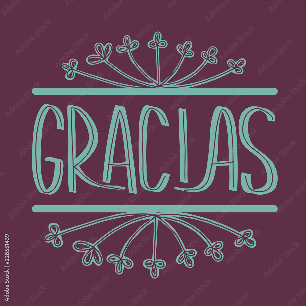Thank you lettering in spanish: Gracias! Hand drawn phrase. Handwritten ...