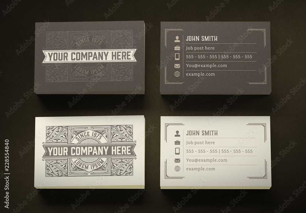 Vintage-Style Business Card Layout Stock Template | Adobe Stock