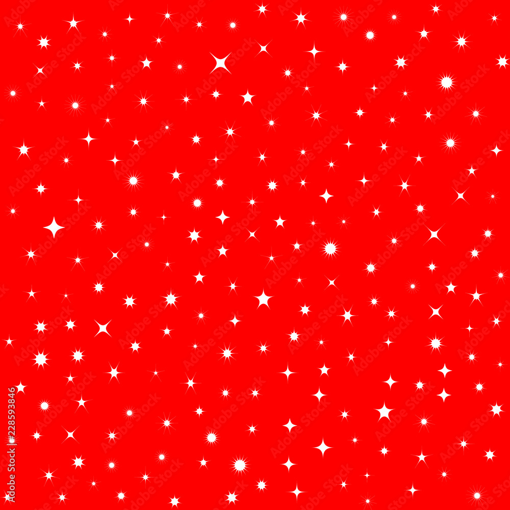 Twinkling stars pattern, starry sky background, white isolated on red ...