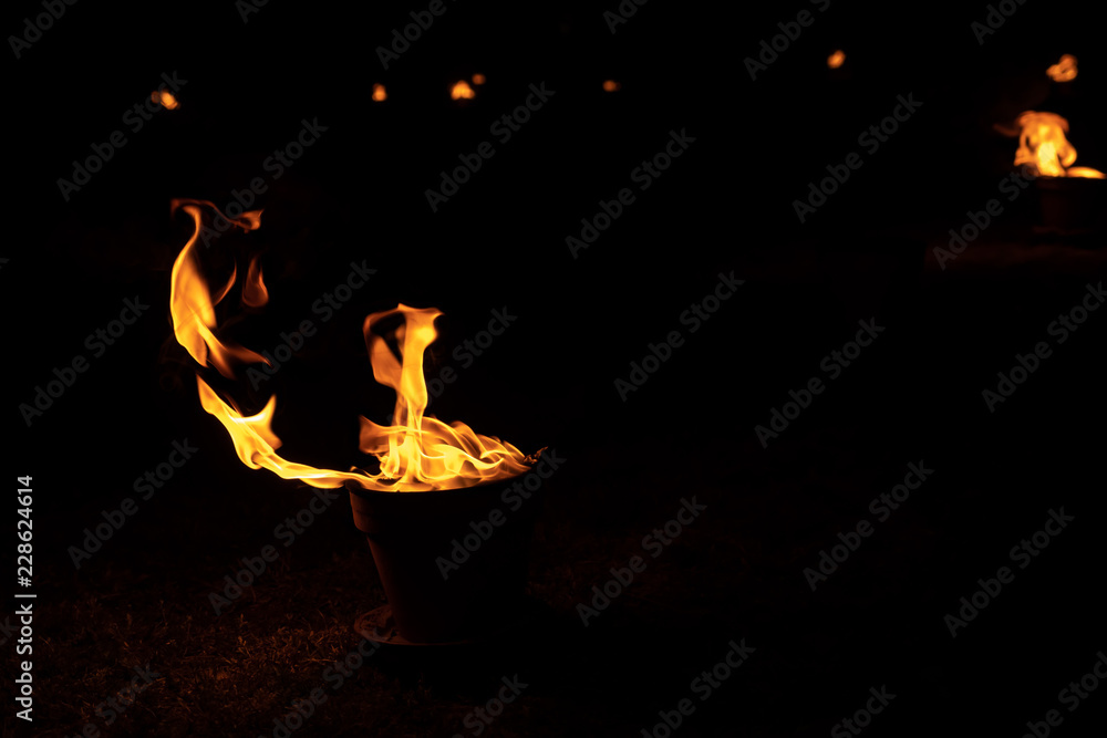 Beautiful firelight and flame in a fire garden festival Stock Photo ...