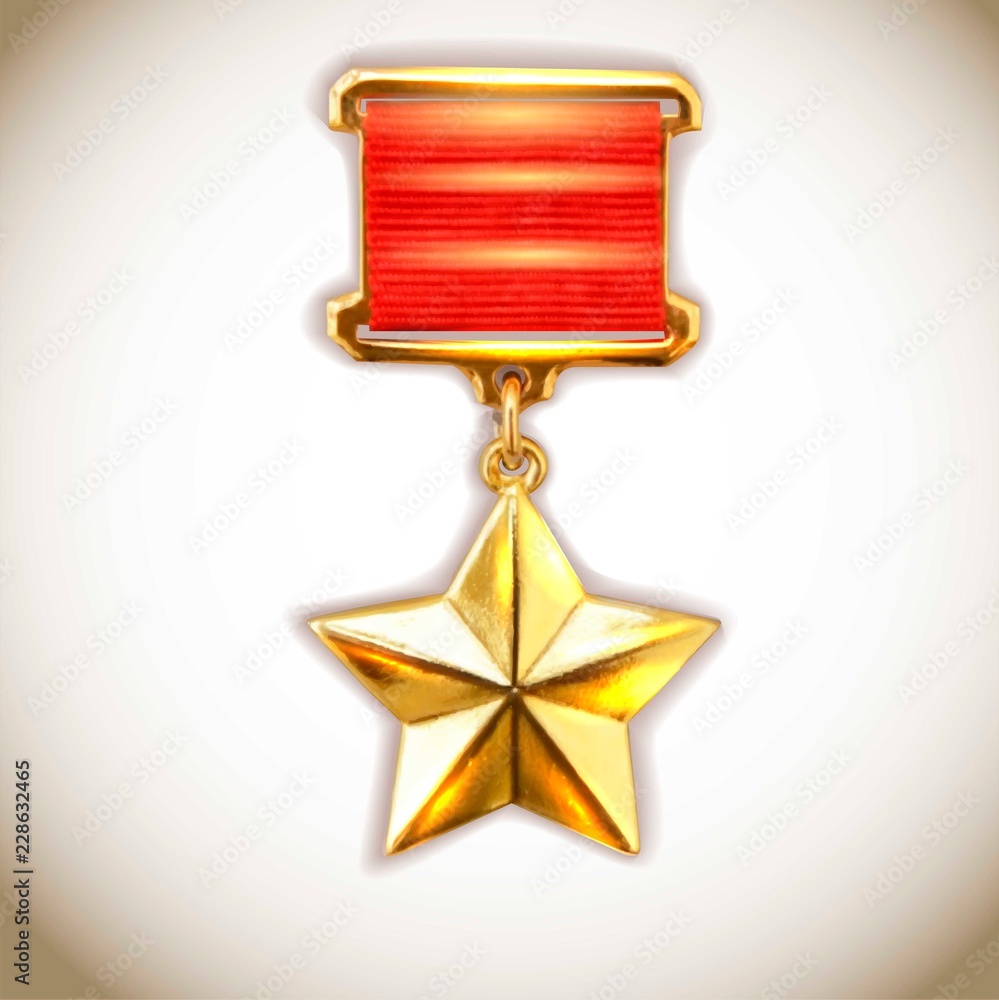 Gold star medal, old-style vector. Stock Vector | Adobe Stock