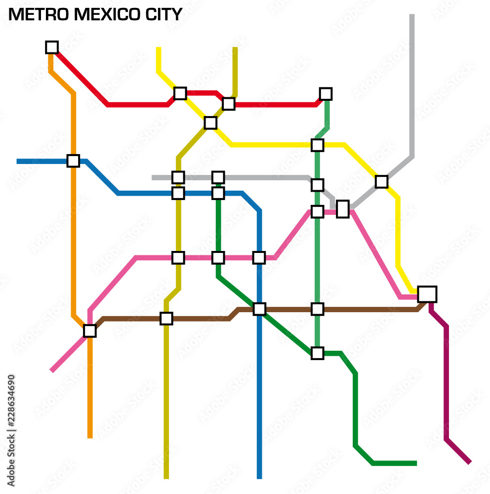 Vector illustration of the mexico city metro map Stock Vector | Adobe Stock
