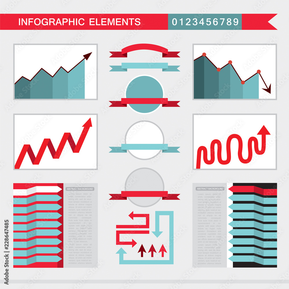Infographic elements charts, graph, diagram, arrows,signs,bars, buttons ...