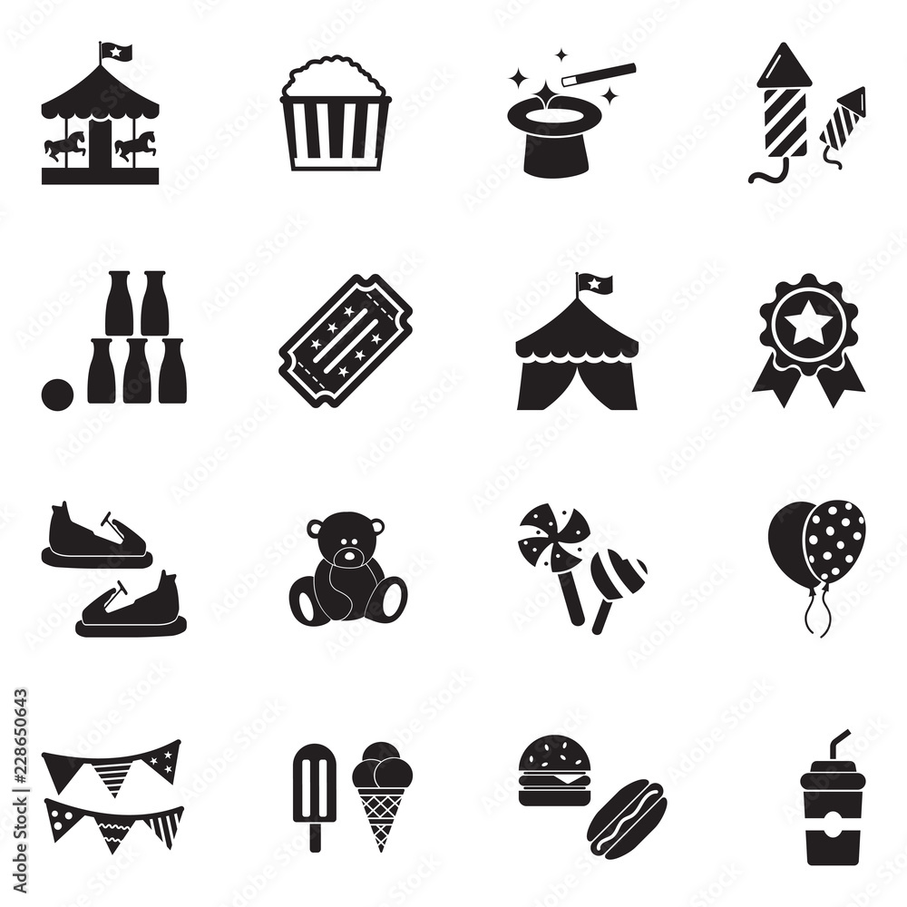 Fair Icons. Black Flat Design. Vector Illustration. Stock Vector ...