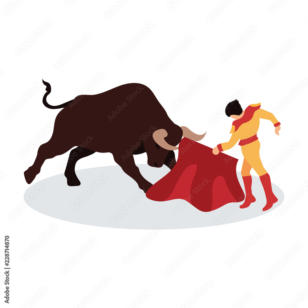 bullfighter awaiting for the bull in the bullring. bull fighting ...