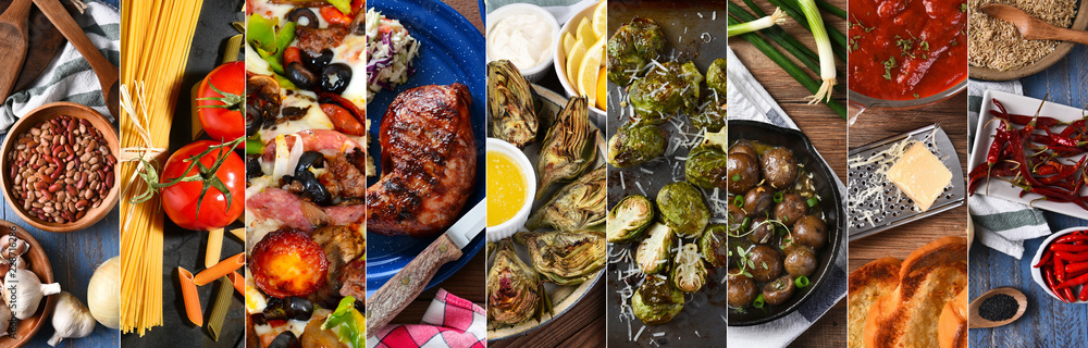 Collage of Various Food Products - nine panels depicting different ...