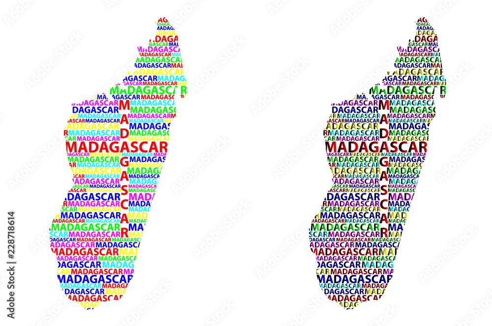Sketch Madagascar letter text map, Republic of Madagascar - in the ...