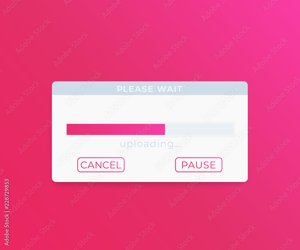 Upload window with progress bar, vector interface design Stock Vector ...