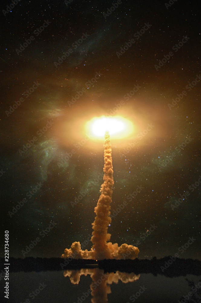 Nasa Spaceship Launching At Night