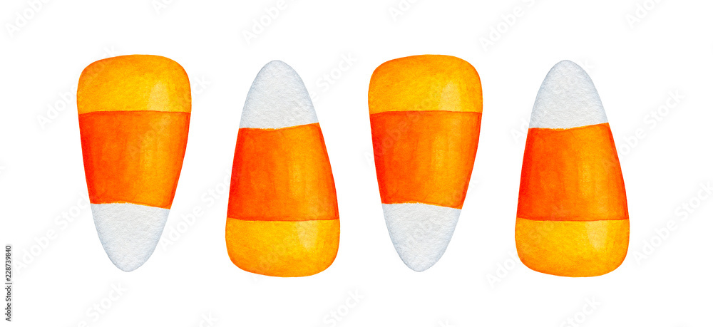 Three colors candy corn illustration, popular dessert around Halloween ...