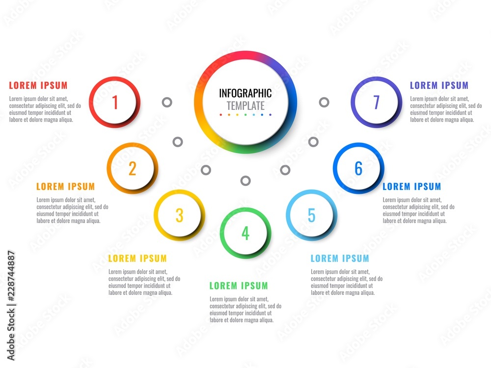 business 3d realistic infographic with seven steps. modern infographic ...