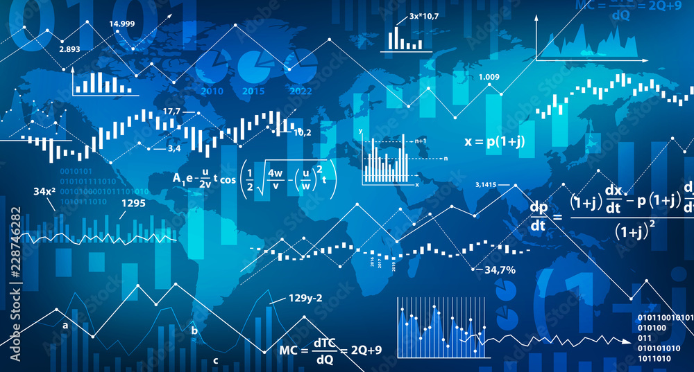 forecasts / statistics / analysis background illustration with world ...