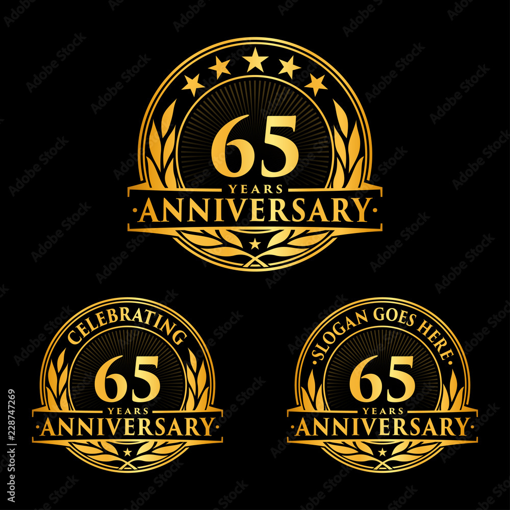 65 Years Anniversary Set. 65th Celebration Logo Collection. Vector and ...
