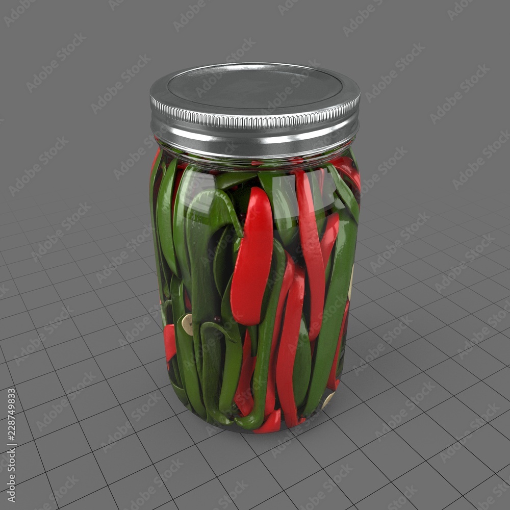 Jar filled with pickled peppers Stock 3D asset | Adobe Stock