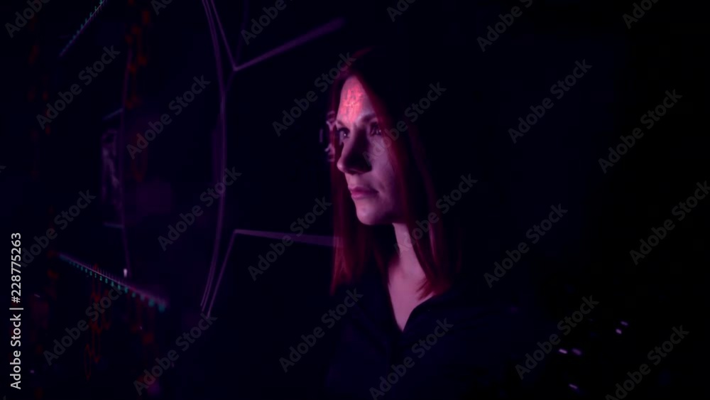 4K Cyber Woman Watching An Animated Cgi Screen With AI vídeo do Stock ...