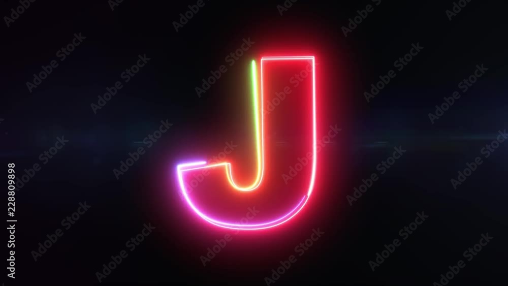 Letter J - shaking symbol outline looping on black background in 4k ...