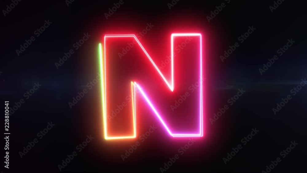 Letter N - shaking symbol outline looping on black background in 4k ...