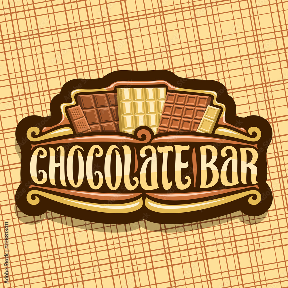 Vector logo for Chocolate Bar, dark decorative retro sign with choice ...