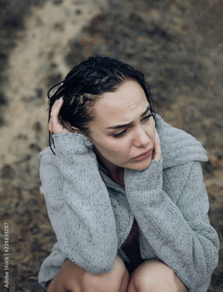 Sad woman Unhappy and stressed - family problems concept. A sad ...