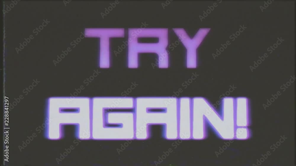 A videogame ending screen animation, with the text Game over - Try ...