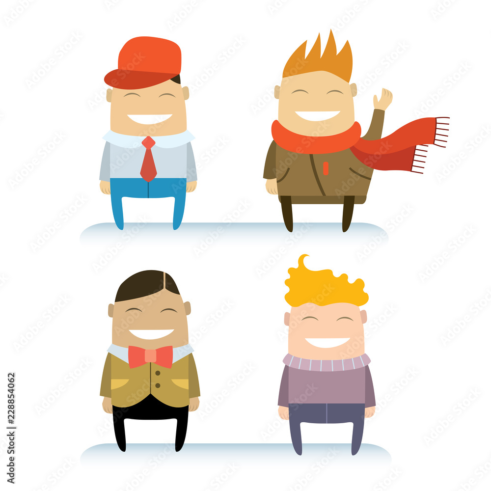 Funny cartoon characters set isolated on white background. Vector ...