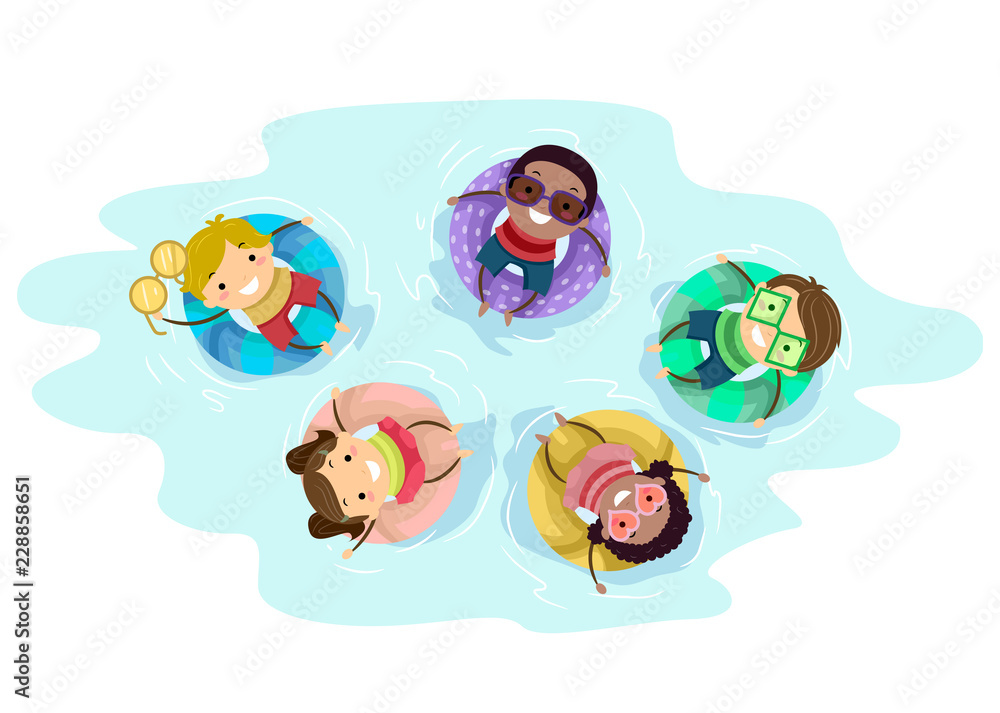 Stickman Kids Pool Float Illustration Stock Vector | Adobe Stock