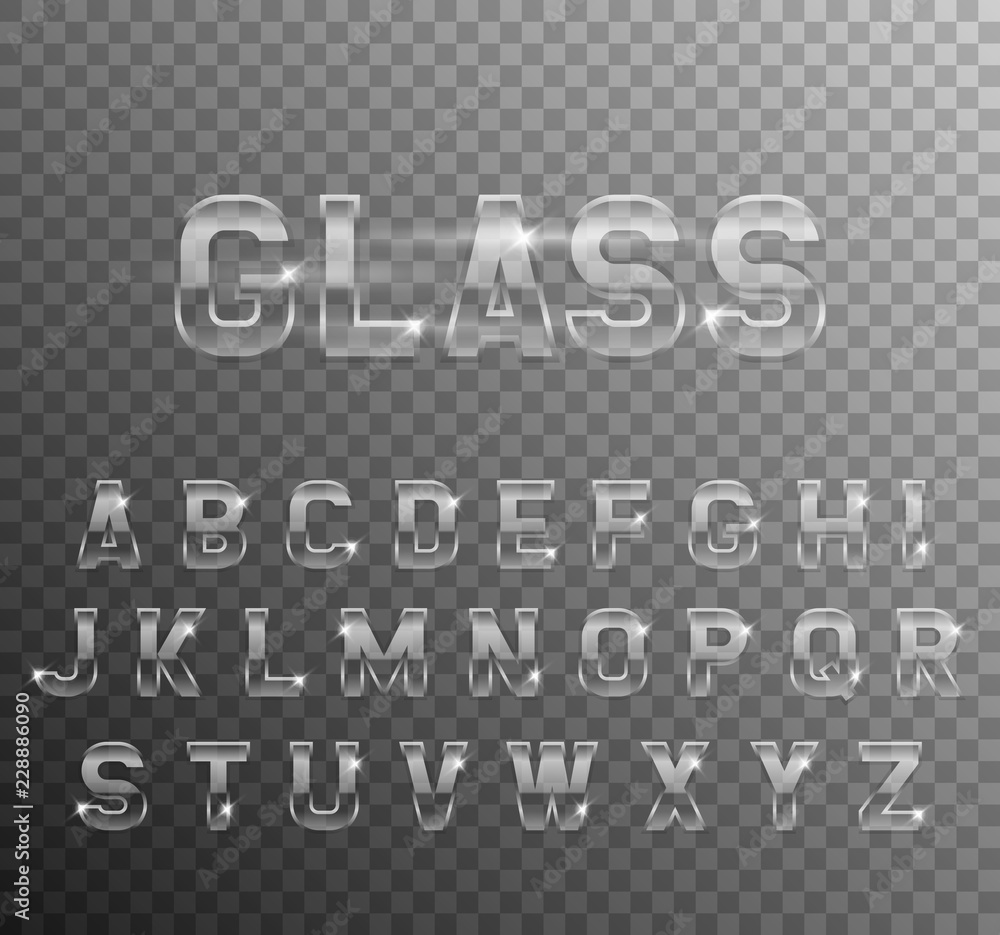 Vector glass alphabet on the transparent background. Stock Vector ...