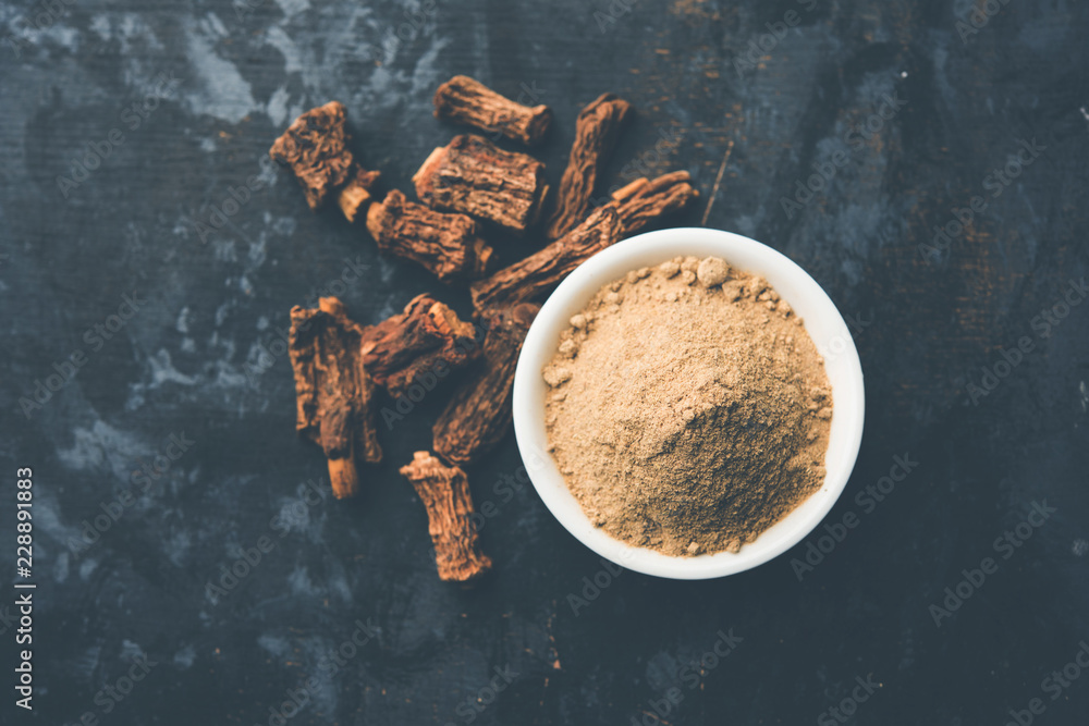 Hemidesmus indicus also known as Ananthamoola or Naruneendi or Nannari ...