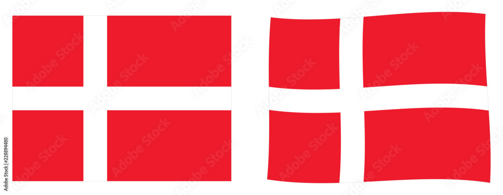 Kingdom of Denmark flag. Simple and slightly waving version. Stock ...