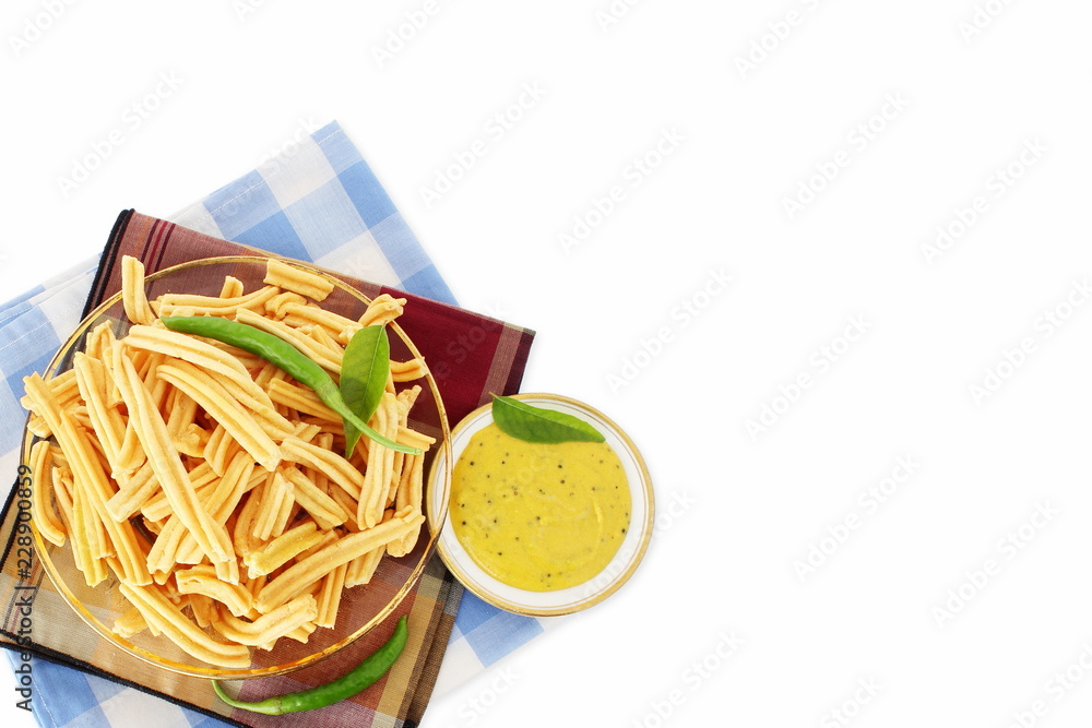 traditional indian gujrati tea time snack food ganthia or fry noodles ...