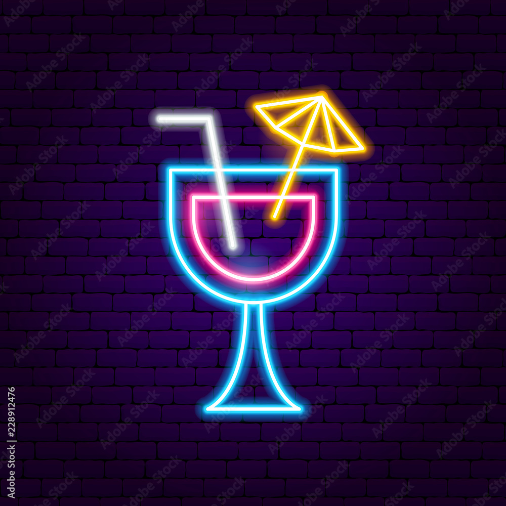 Cocktail Neon Sign Stock Vector | Adobe Stock