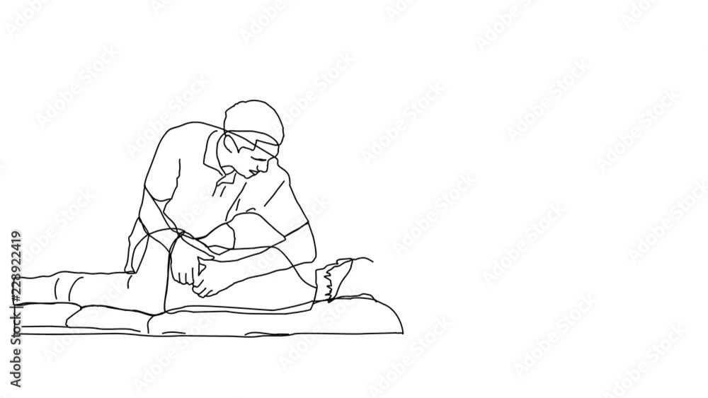 Animated sketch vector drawing doodle chiropractor therapy stretching ...