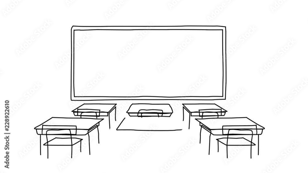 Vidéo Stock Animated sketch vector drawing doodle empty classroom with ...