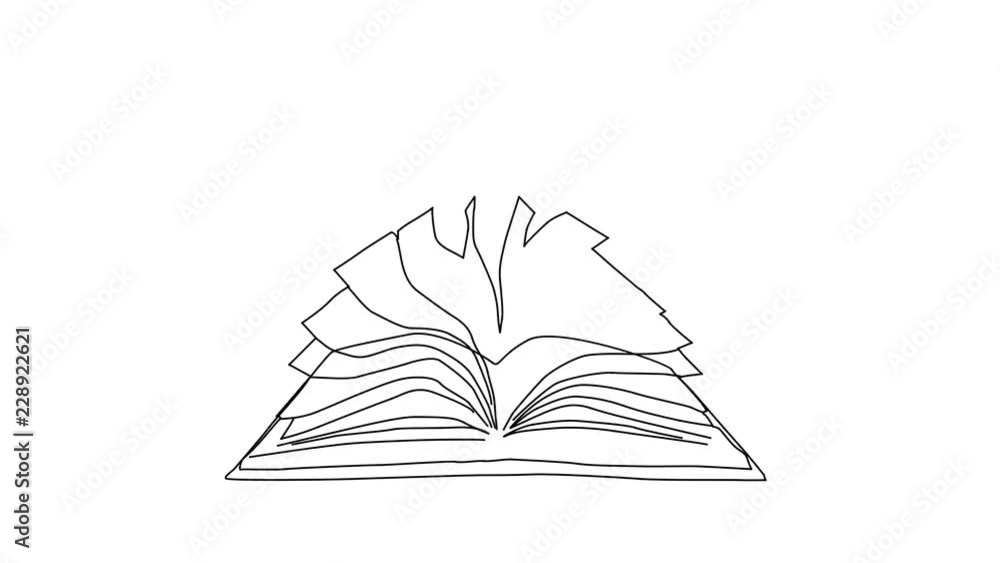 Animated sketch vector drawing doodle open book pages flipping drawn in ...