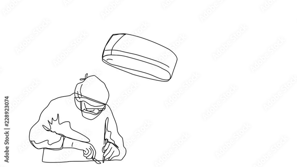 Animated sketch vector drawing doodle doctor in operating room making ...