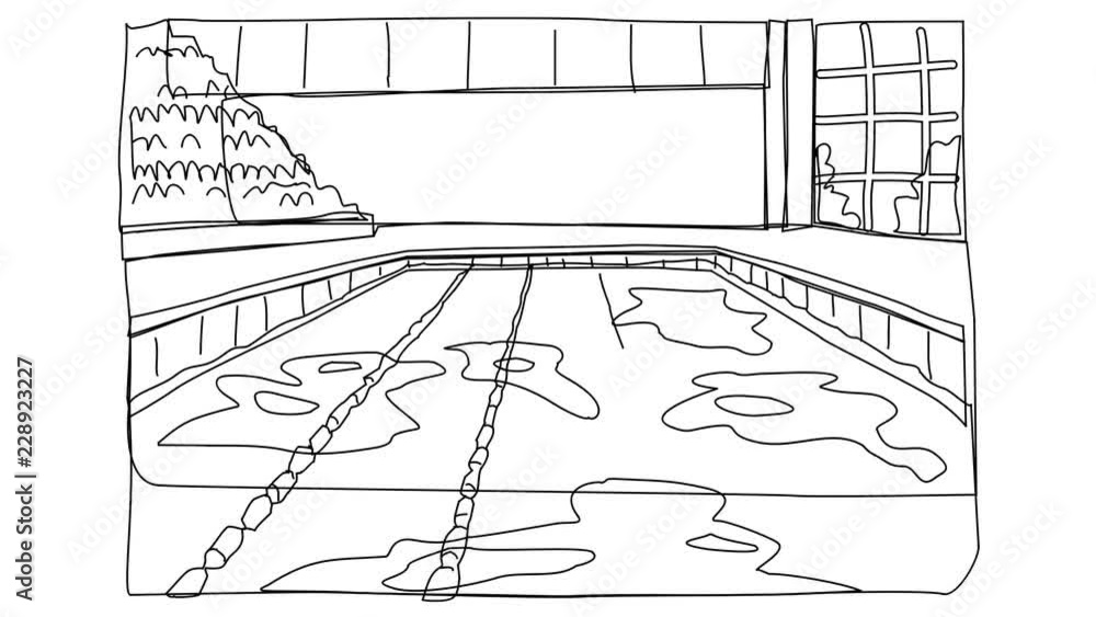 Animated sketch vector self drawing doodle indoor Olympic swimming pool ...
