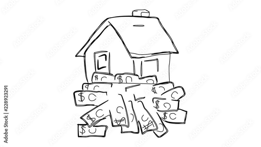 Vídeo do Stock: Animated sketch vector drawing doodle real estate house ...