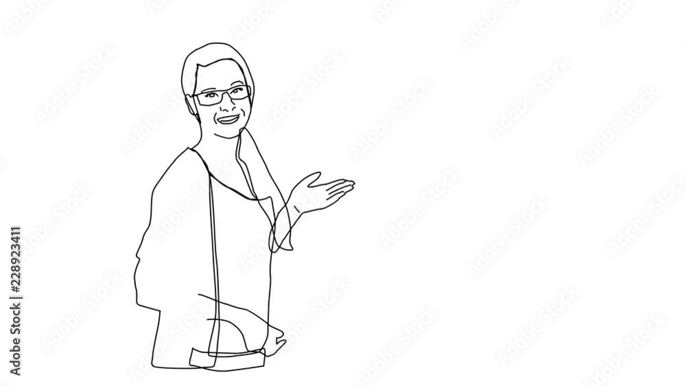 Animated sketch vector drawing doodle female physics science teacher ...