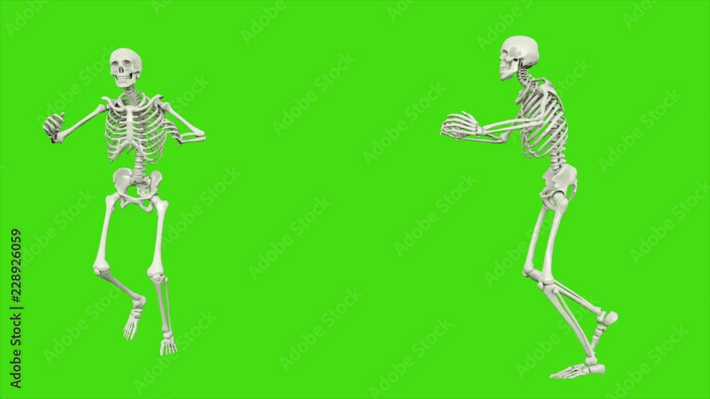 Skeleton dancing. Seamless loop animation on green screen. Stock Video ...