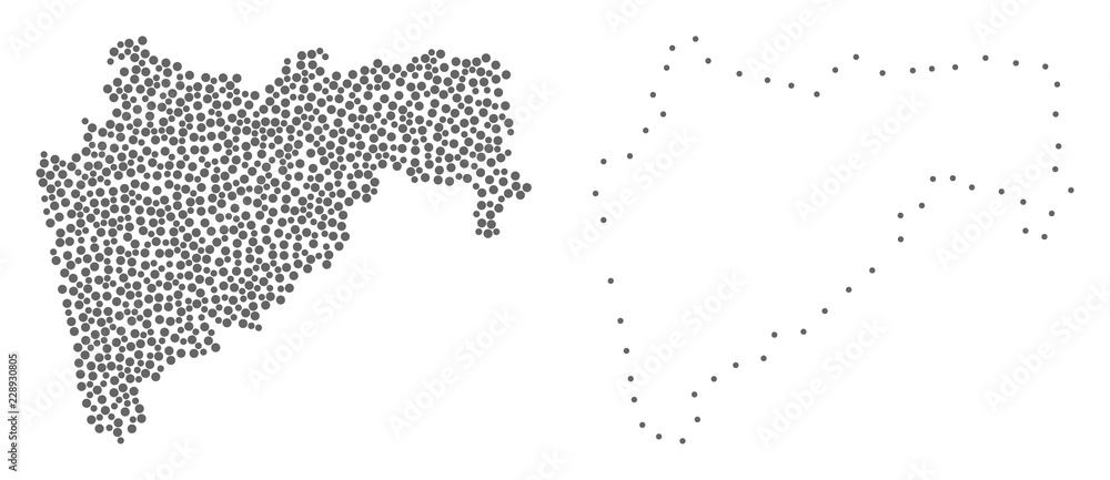 Dot and Contour map of Maharashtra State composed with dots. Vector ...