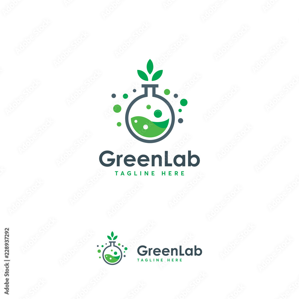 Green laboratory logo designs concept vector, Nature Lab Glass logo ...