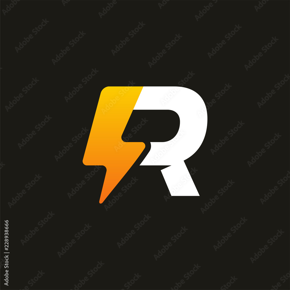 Modern Iconic R Thunder Initial logo designs, Electricity logo template ...