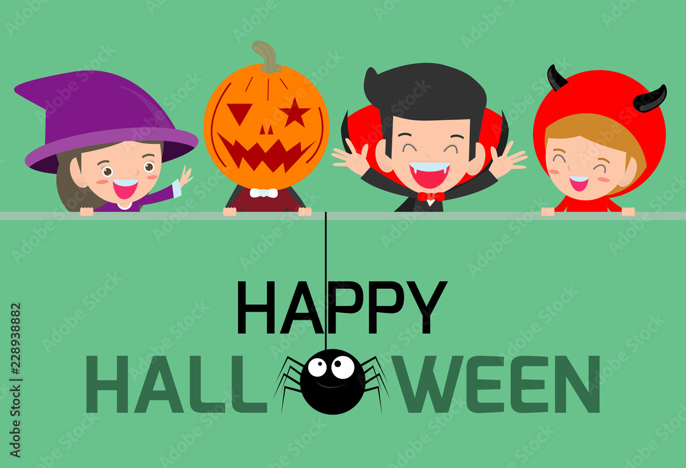 Happy Halloween Poster Party and theme design background, Group of ...