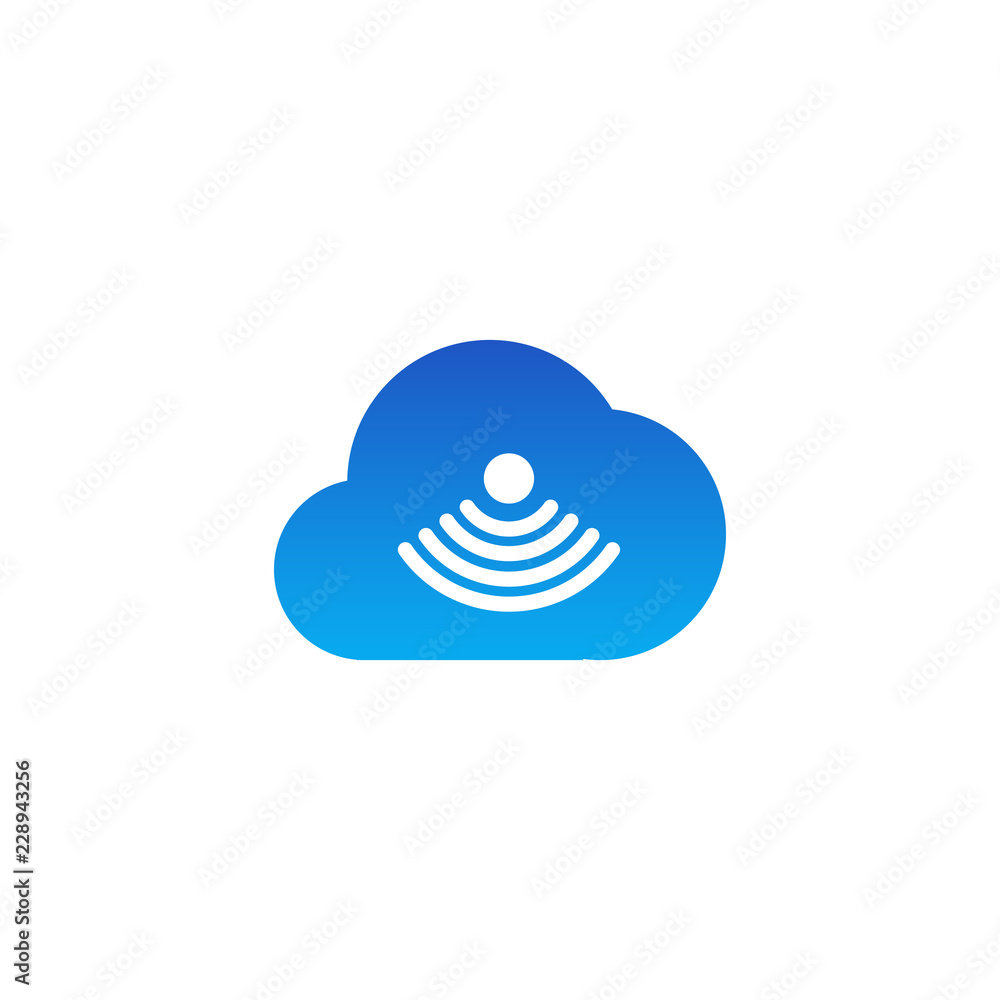 wireless cloud logo design vector icon. cloud tech logo design Stock ...