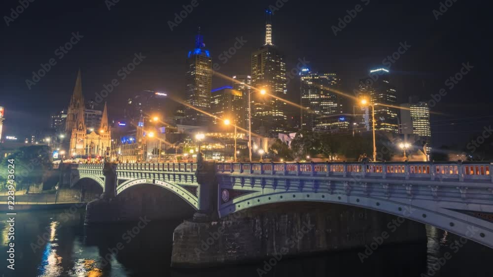 Timelapse of famous Princes Bridge in Melbourne, Australia. Old St ...