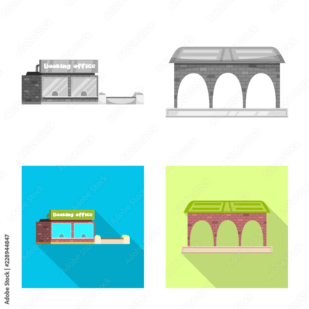 Vector design of train and station logo. Collection of train and ticket ...