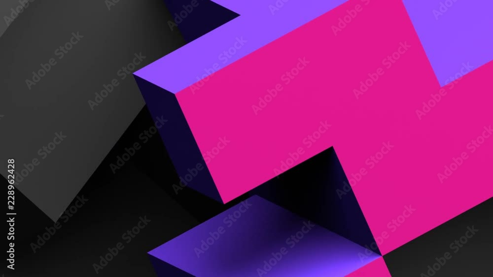 Abstract 3d rendering of moving geometric shapes. Modern looped ...