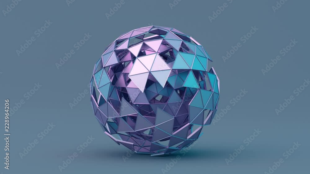 Abstract 3d Rendering Of Geometric Shape Modern Looped Animation Background With Polygonal