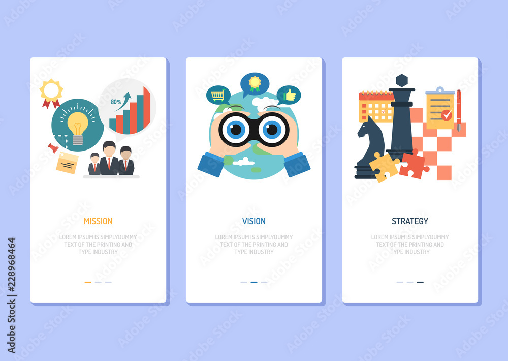 Landing Page Design - Mission, Vision and Strategy Stock Vector | Adobe ...