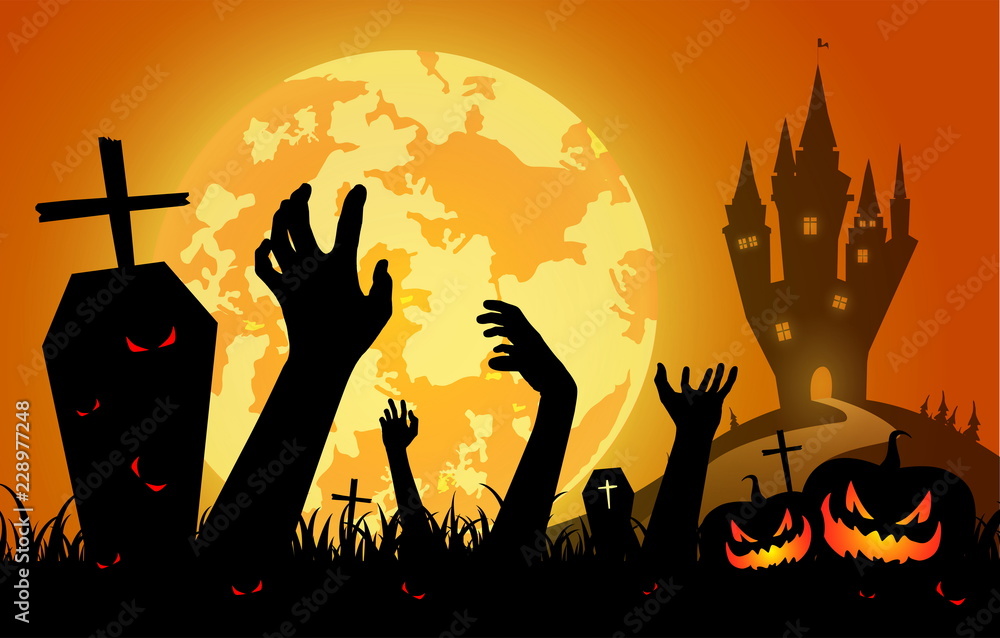 Vettoriale Stock illustration halloween festival on sunset background ...